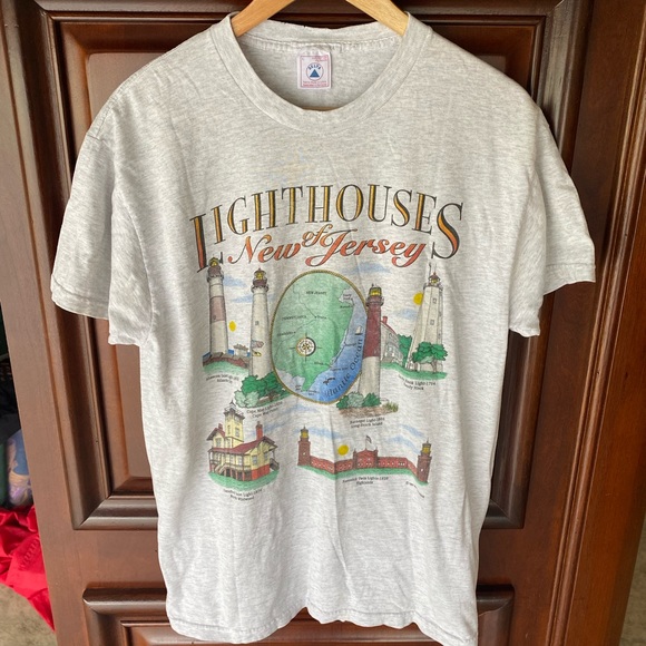 Delta | Shirts | Vintage Lighthouses Of New Jersey Graphic Tee Shirt ...